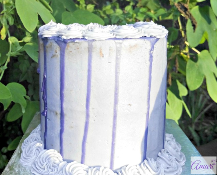 Vanilla Tall Cake with Buttercream Frosting and Purple Glaze – Baking ...