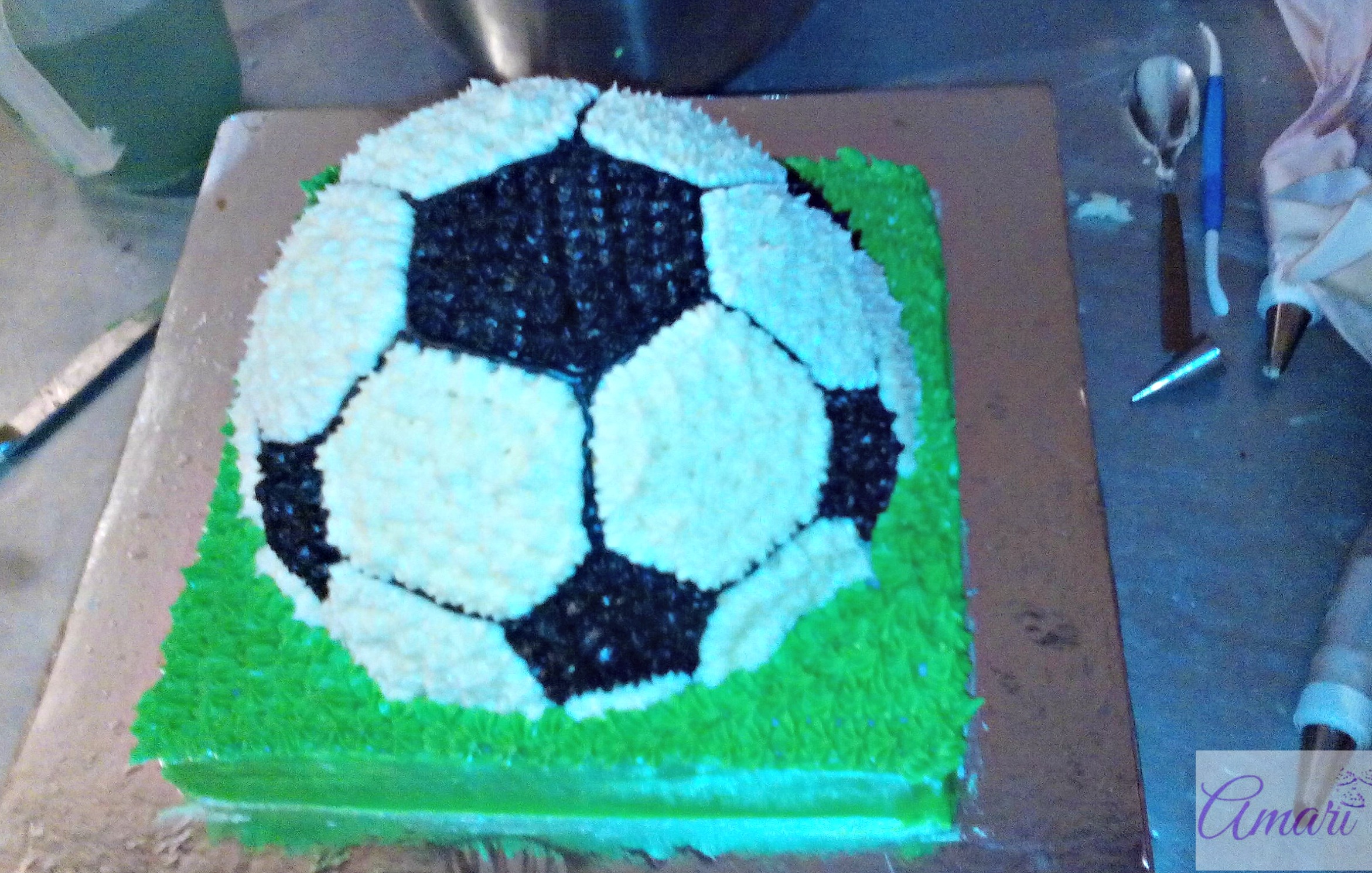 Soccer Ball Cake Picture Tutorial with Buttercream Frosting – Baking ...