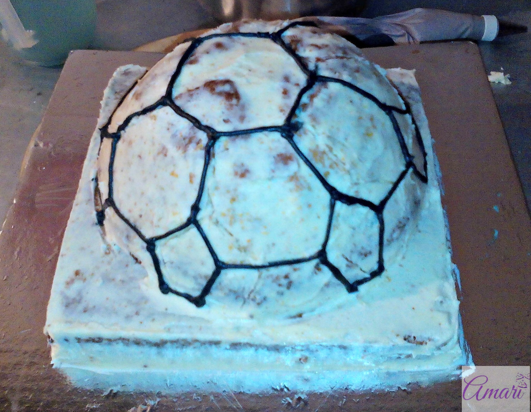 Soccer Ball Cake Picture Tutorial with Buttercream Frosting – Baking with Amari | Online Baking ...